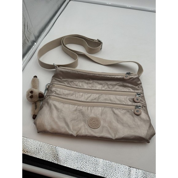 Kipling | Bags | Kipling Alvar Metallic Metallic Gold Double Zipper ...